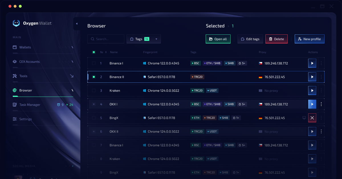 Oxygen Wallet - Crypto Multi-Account Manager
